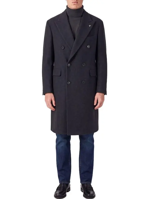 Tagliatore Knee-length Double-breasted Wool Coat With Peak Lapels - Grey