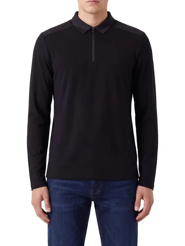 Veilance Slim Fit Long-sleeved Wool-blend Zip Polo Shirt - Black