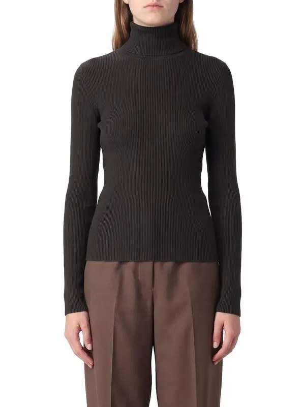 Max Mara Slim Fit Ribbed Pure Virgin Wool Turtleneck - Grey