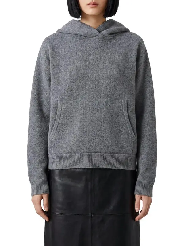 RÓHE Knit Wool Blend Hoodie With Kangaroo Pocket - Grey