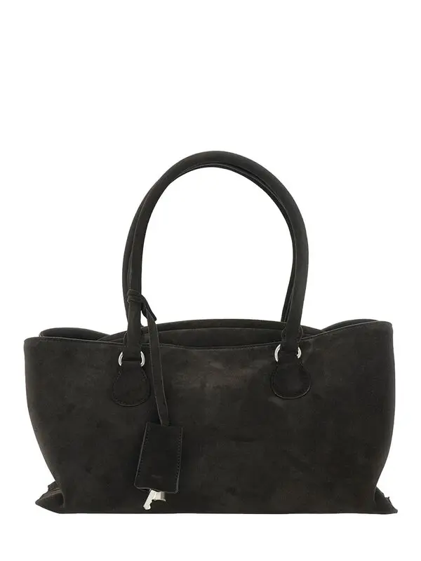 OSOI Shell Brot Suede Handbag With Padlock And Key Detail - Coffee