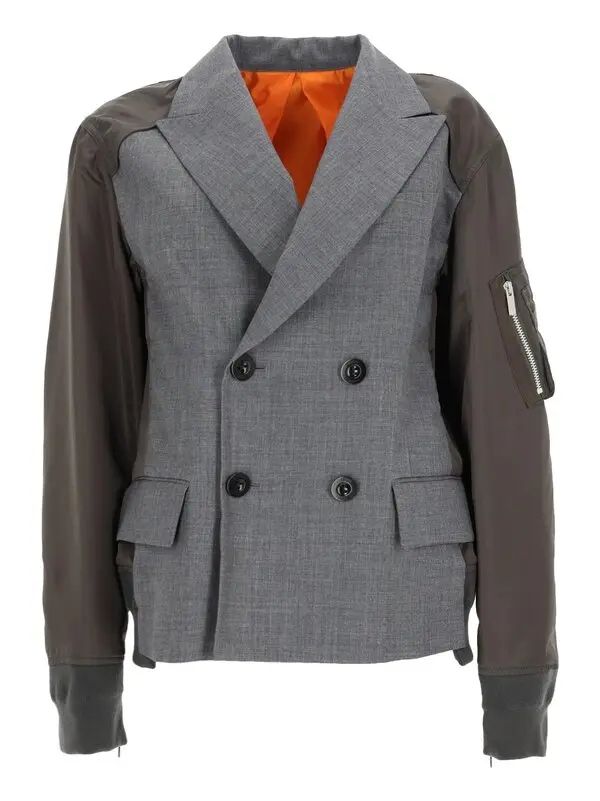 Sacai Giacca Ibrida Doppiopetto - Grey