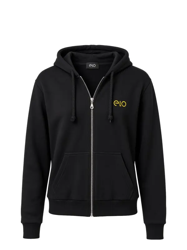 ELO Leander Embroidered Flower Zip Hoodie - Black