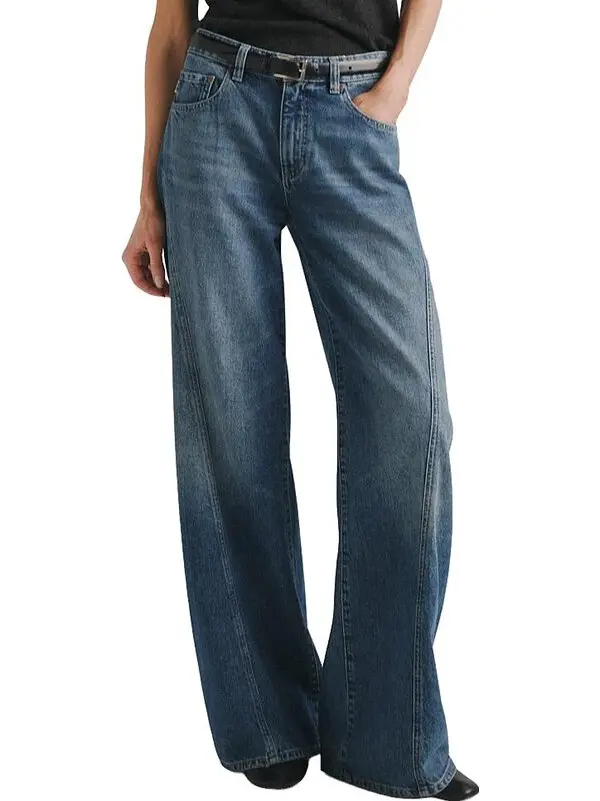 DL1961 Alex Petite Highluxe Mid Rise Baggy Wide Leg Jeans - Authentic