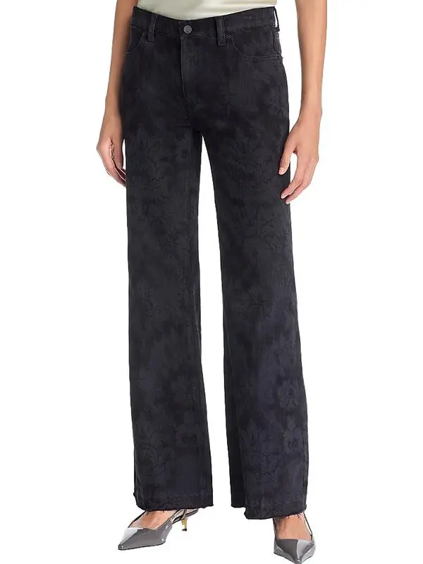 Kobi Halperin Zane Stretch Denim Wide Leg Pants - Black Multi
