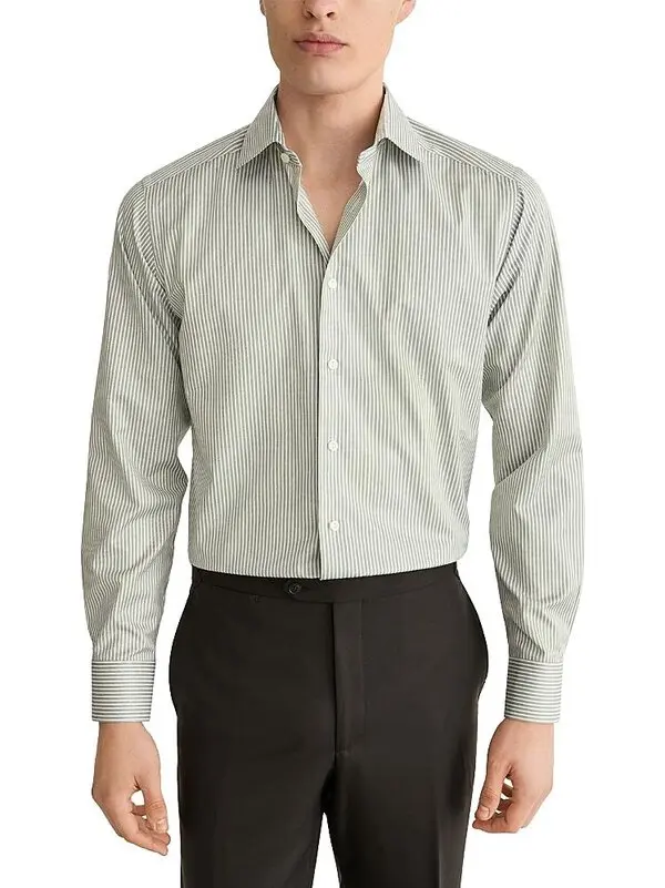 Eton Cotton Slim Fit Stripe Shirt - Medium Green