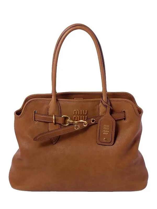 Miu Miu Aventure Nappa Leather Bag, 15.74 X 5.11 - Oak