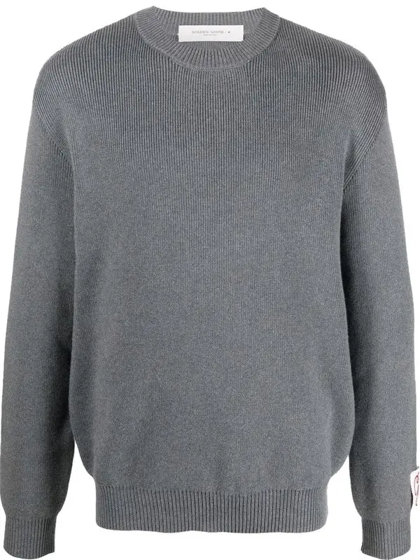 GOLDEN GOOSE Golden Cotton Crewneck Sweater - Grey