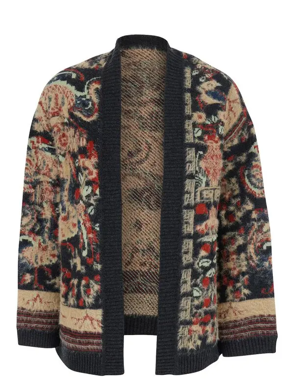 HUI Mohair V-neck Cardigan With Long Sleeves - Multicolor