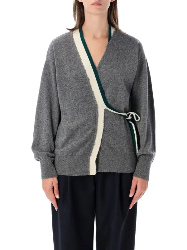 Dries Van Noten Cashmere Wrap Cardigan Sweater - Grigio
