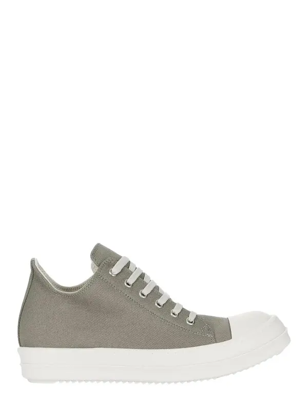 Rick Owens Cotton Lace-up Sneakers With Toe Caps And Shark-tooth Soles - Verde