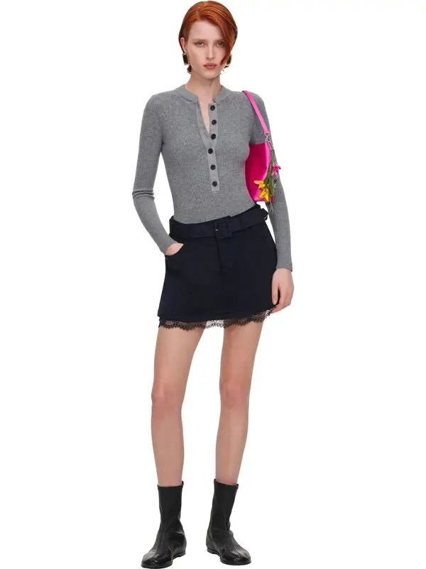 SELF-PORTRAIT Mini Wool-blend Shorts With Fly Zip And Removable Belt - Blu