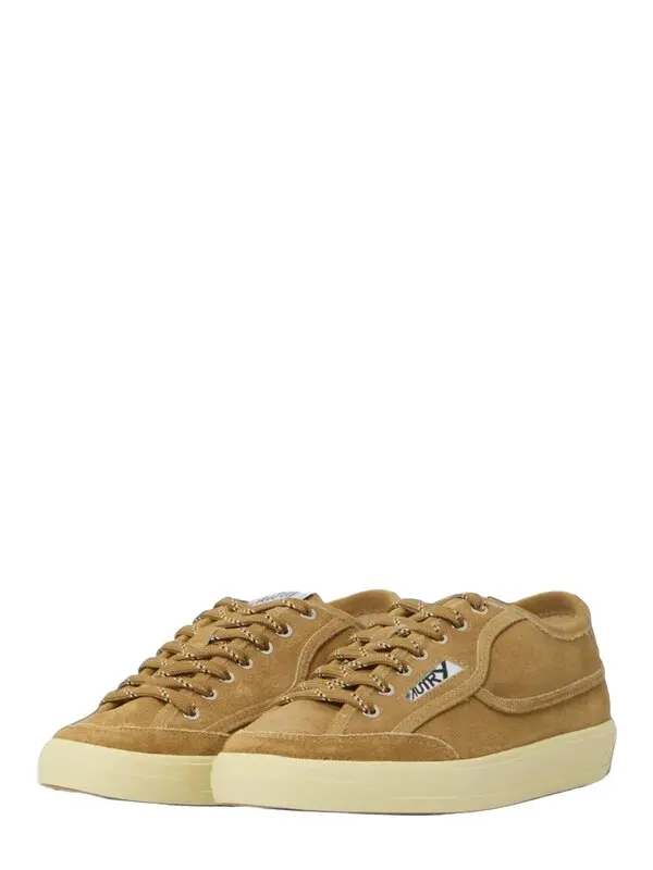 AUTRY Suede Lace-up Sneaker With Padded Logo Tongue - Beige