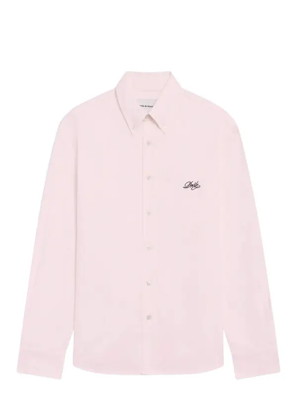 Drole De Monsieur Drôle Bellissima Embroidered Mini Button-front Long-sleeve Shirt - Rosa