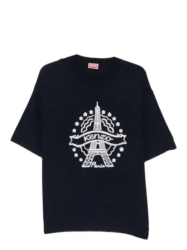 Kenzo Eiffel Tower Graphic Jersey Top - Blueblack