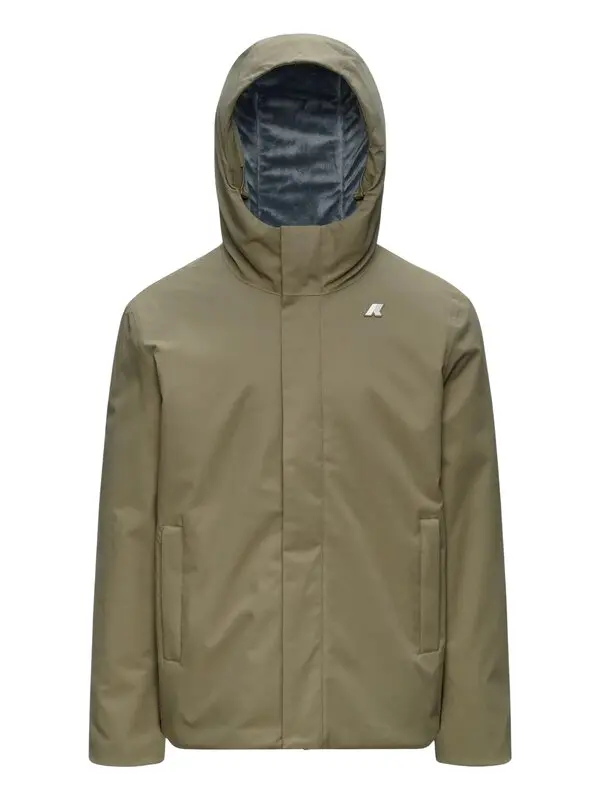 K-WAY Classic Hooded Logo Zip Coat For With Drawstring Hem - Beige