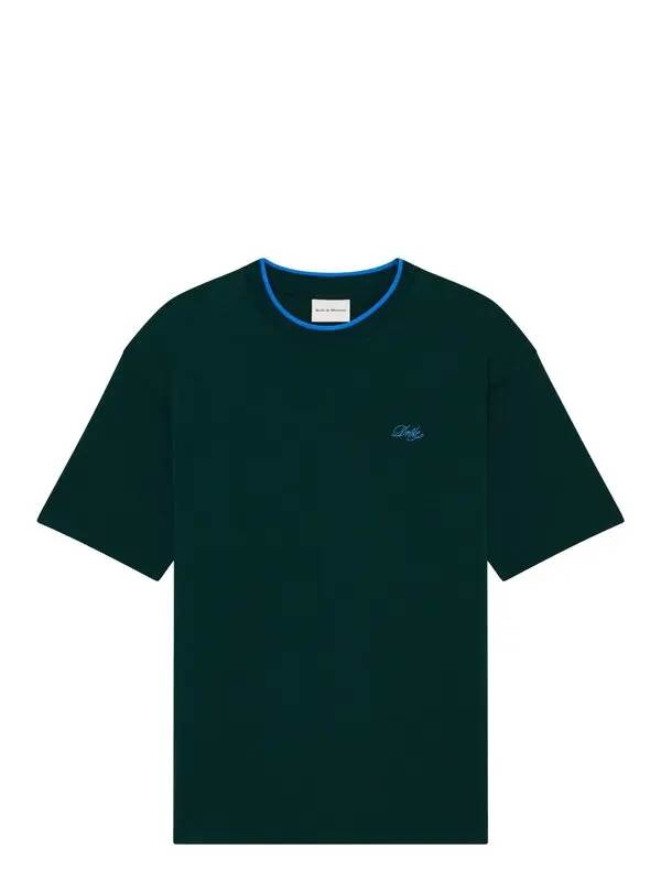 Drole De Monsieur Mini Drôle Belissima Embroidered Cotton Polo With Ribbed Contrast-trim Collar - Verde