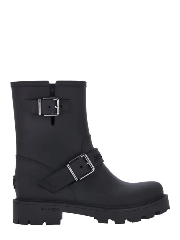 JIMMY CHOO Buckle Strap Rain Boot - Black