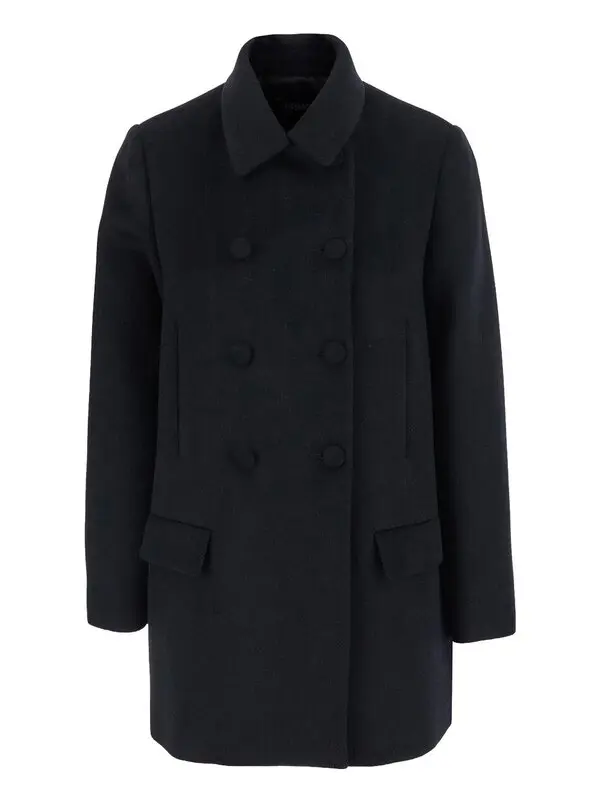 LEPLAIN Tech Fabric Mini Double-breasted Short Jacket For - Black