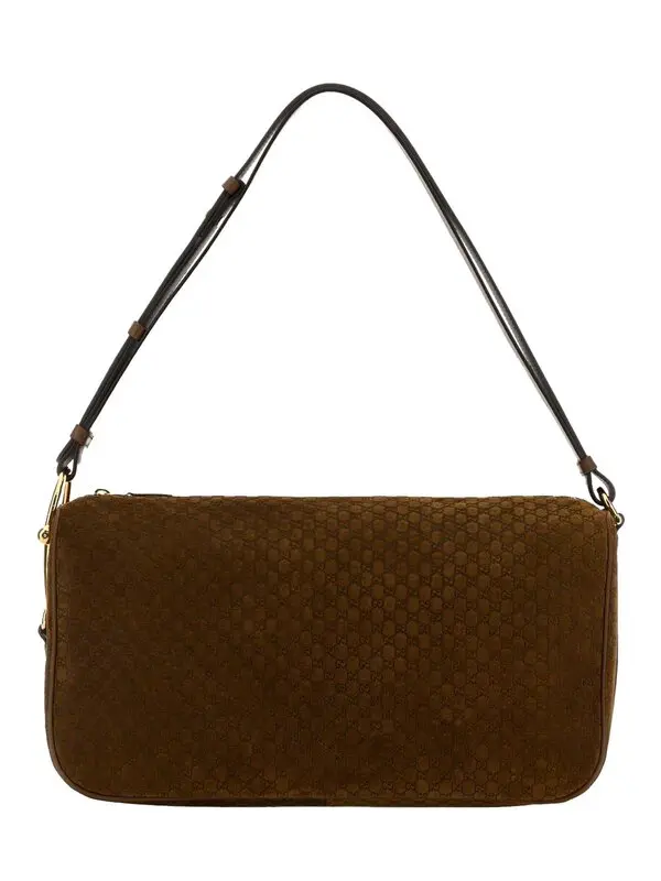 Gucci Half Horsebit Suede Shoulder Handbag - Camel