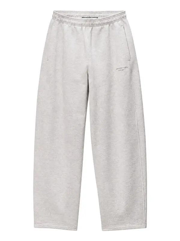 Alexander Wang Crystal Logo Cotton Trouser With Elasticated Waistband - Grey