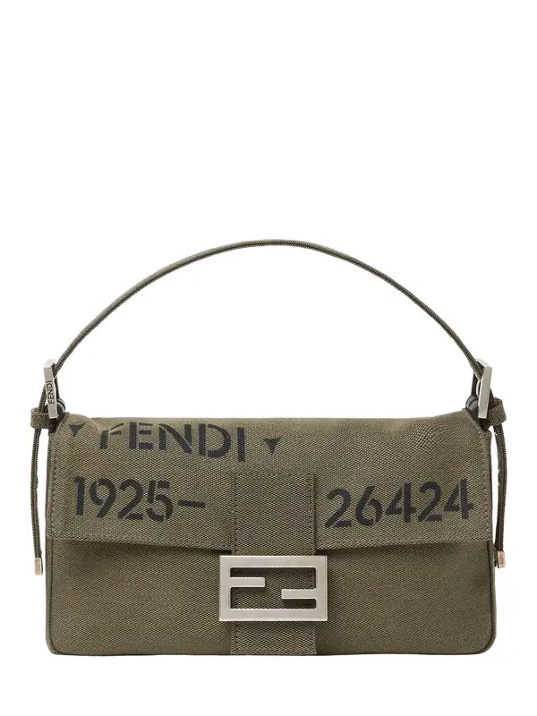 Fendi Mini Stencil Print Convertible Shoulder Bag With Ff Buckle - Verde