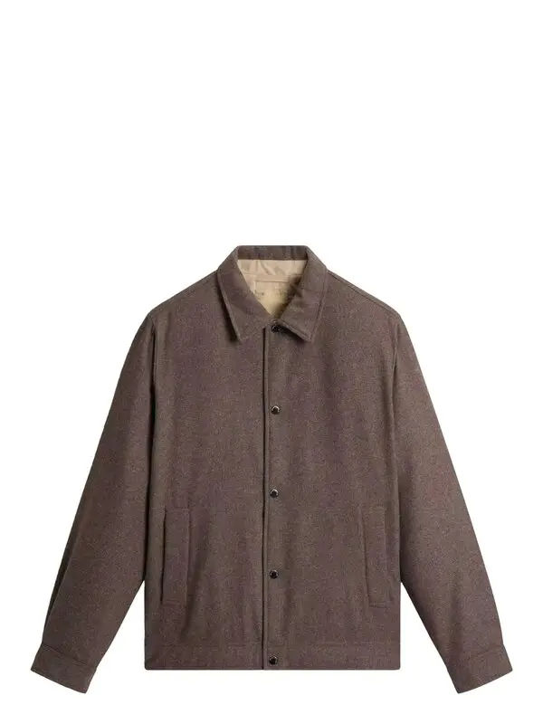 Woolrich Removable Logo-tab Wool Snap Shirt Jacket With Adjustable Cuffs & Waist - Marrone