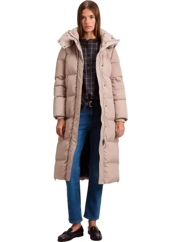 Woolrich Horizontal Quilted Utility Coat With Removable Hood - Beige