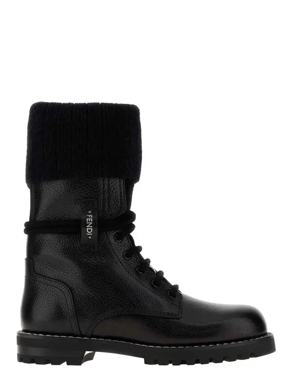 Fendi Commando Ankle Boots In Leather - Black