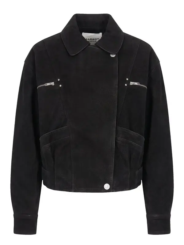 MARANT ETOILE Cropped Moto Jacket - Black