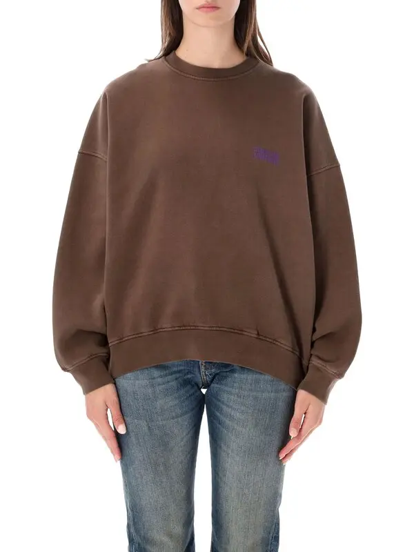 American Vintage Oversized Cotton Crewneck Sweatshirt - Marrone