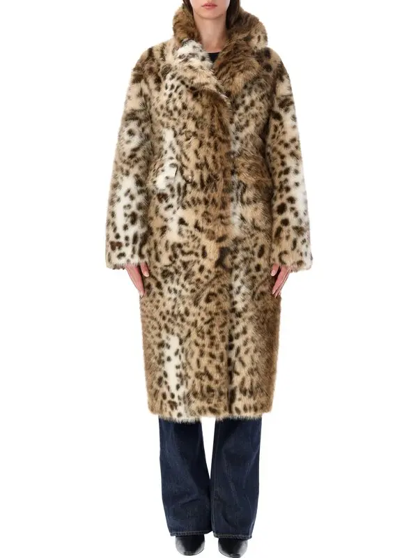 SWORD 6644 Printed Faux Fur Coat - Marrone