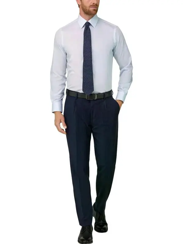 Boggi Milano Shirt Striped Cotton Muslin Regular Fit - Blue