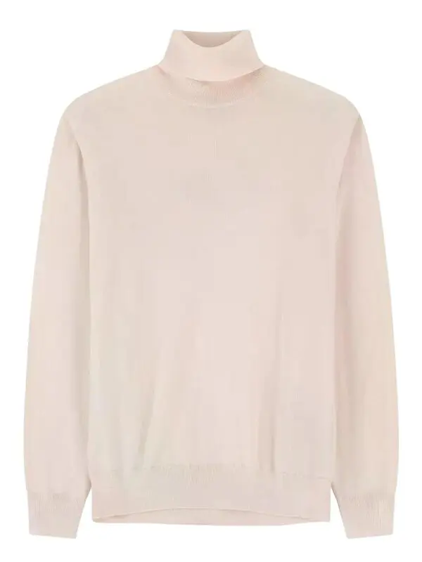 Boggi Milano Turtleneck Jumper In Extrafine Merino Wool - Neutrals