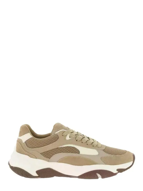 Boggi Milano Storm Trainers In Leather And Technical Fabric - Neutrals