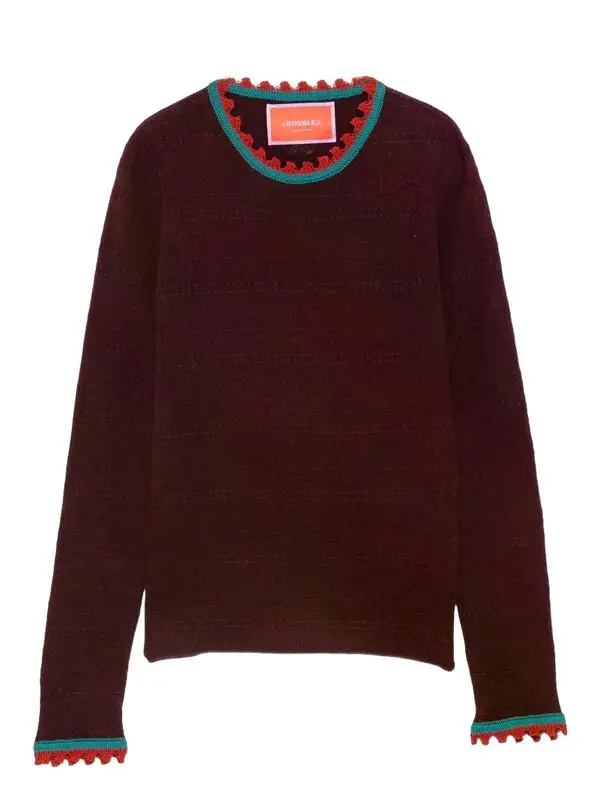 La DoubleJ Crochet-trim Textured-knit Sweater - Red