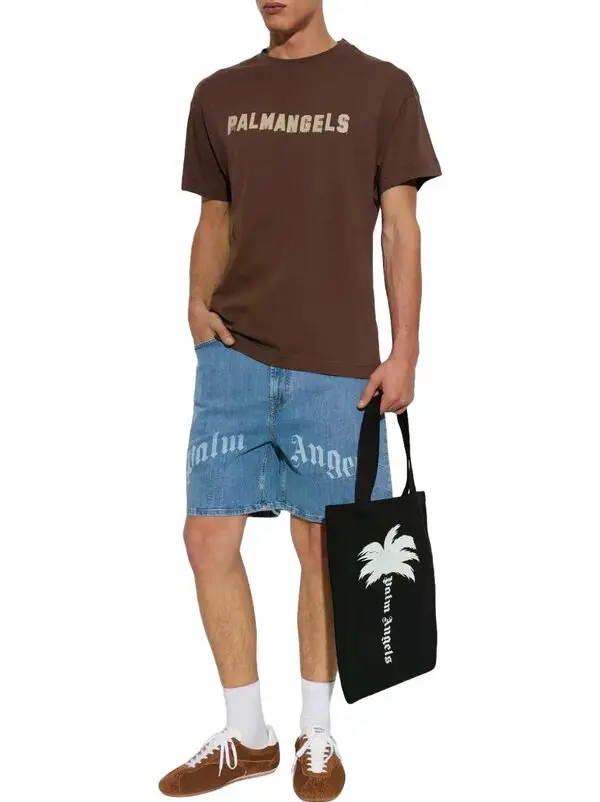 Palm Angels Logo-print Denim Shorts - Blue
