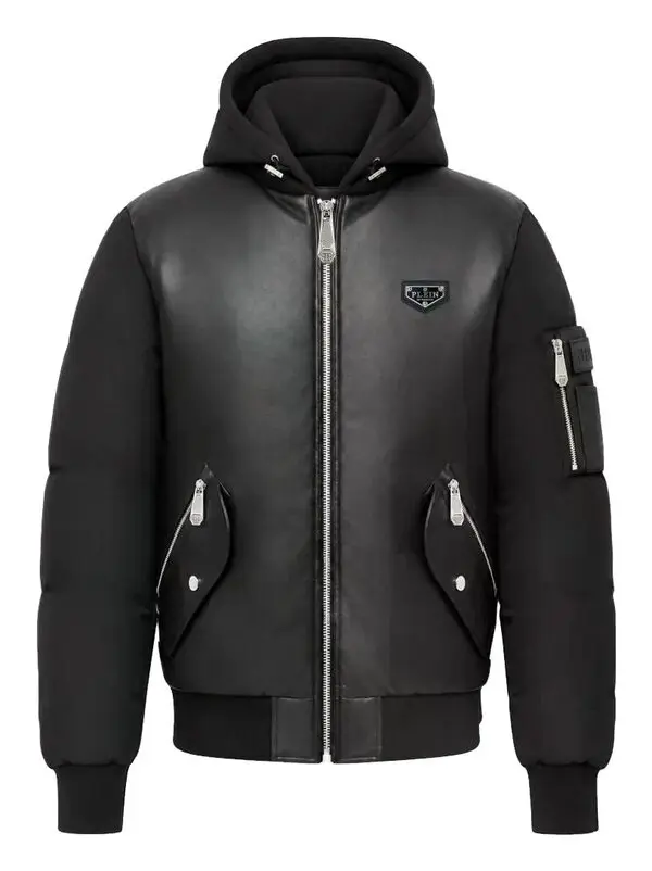 Philipp Plein Eco Leather Nylon Bomber - Black