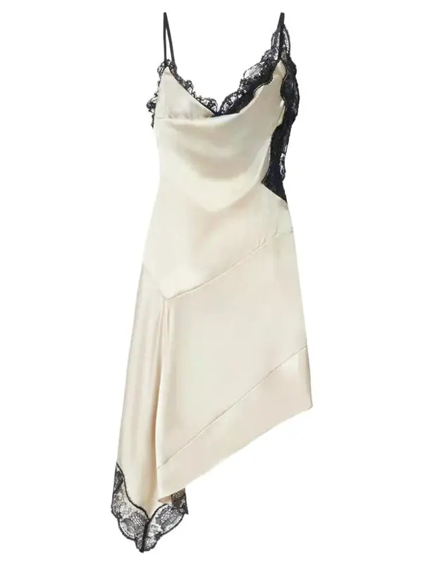 Isabel Marant Étoile Anaziae Lace-trimmed Asymmetric Dress - Neutrals