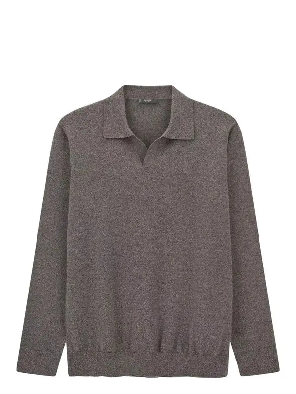 Boggi Milano Knitted Polo Shirt In Merino Wool Cashwool® Moulin - Brown