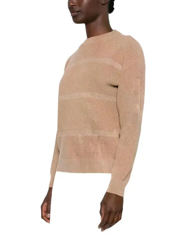 Peserico Ribbed-knit Striped Sweater - Neutrals