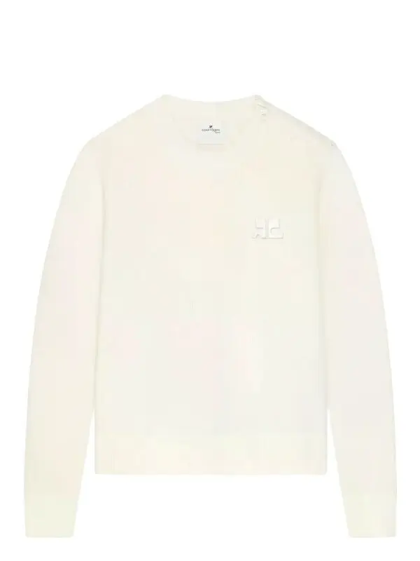 COURREGES Logo-patch Zip-shoulder Sweater - Neutrals