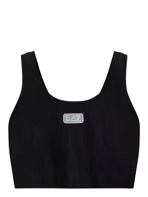 EA7 Ribbed Logo-patch Top - Black