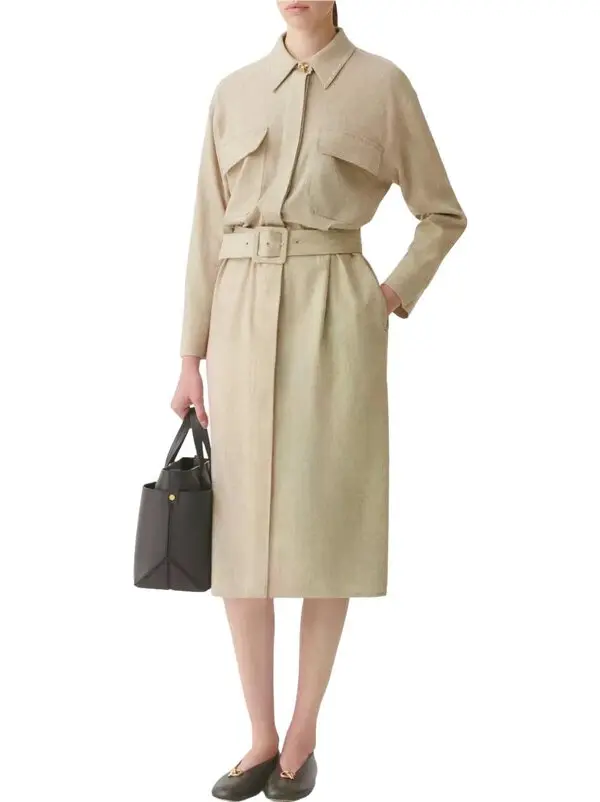 Fabiana Filippi Safari Belted Waffle-knit Midi Dress - Neutrals