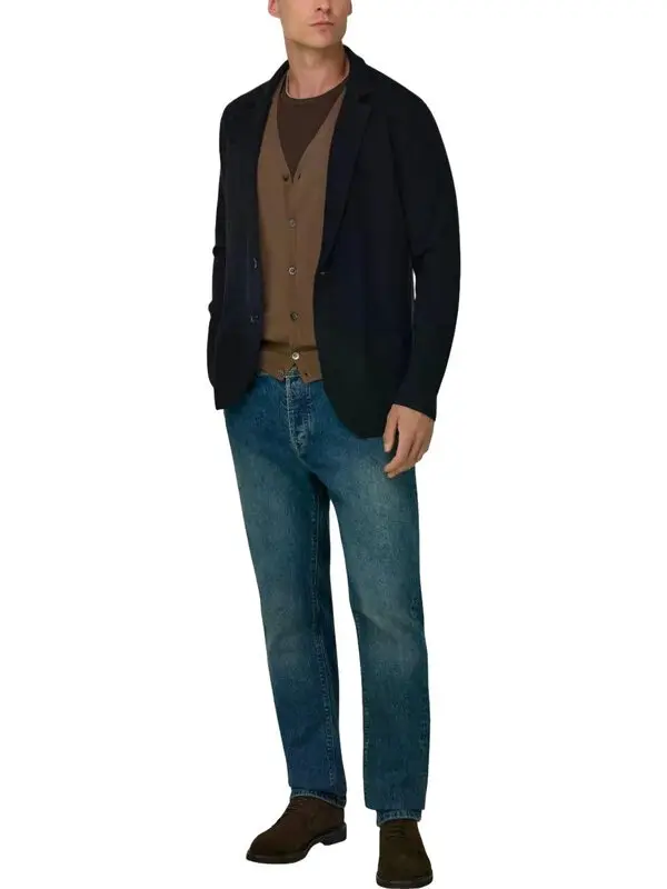 Boggi Milano Knitted Jacket In Extrafine Merino Wool - Blue