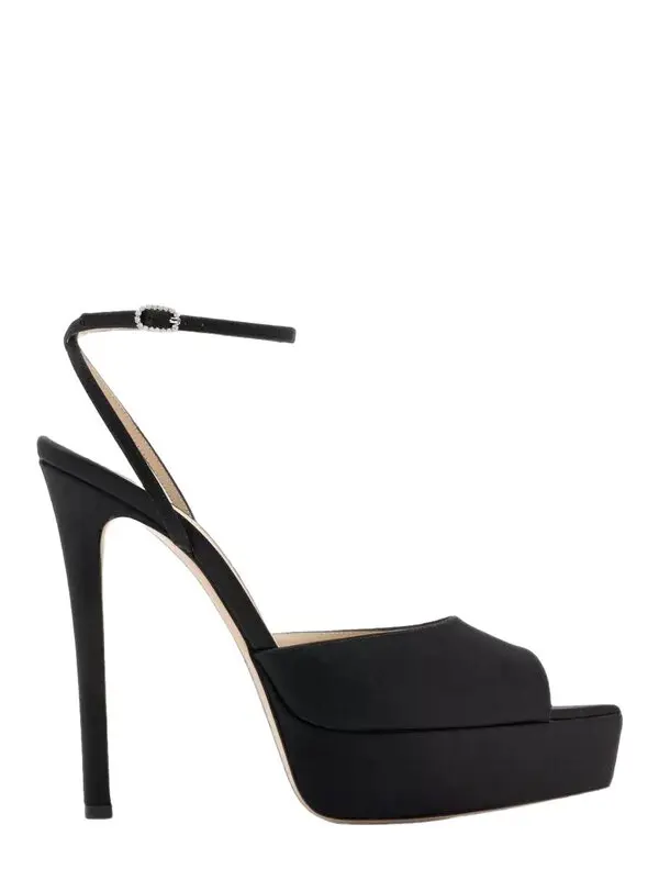 ANDREA WAZEN Loulou Crystal Platform Sandals - Black