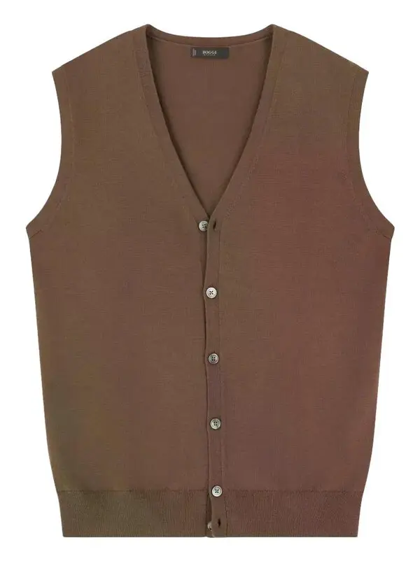 Boggi Milano Waistcoat In Extrafine Merino Wool - Brown