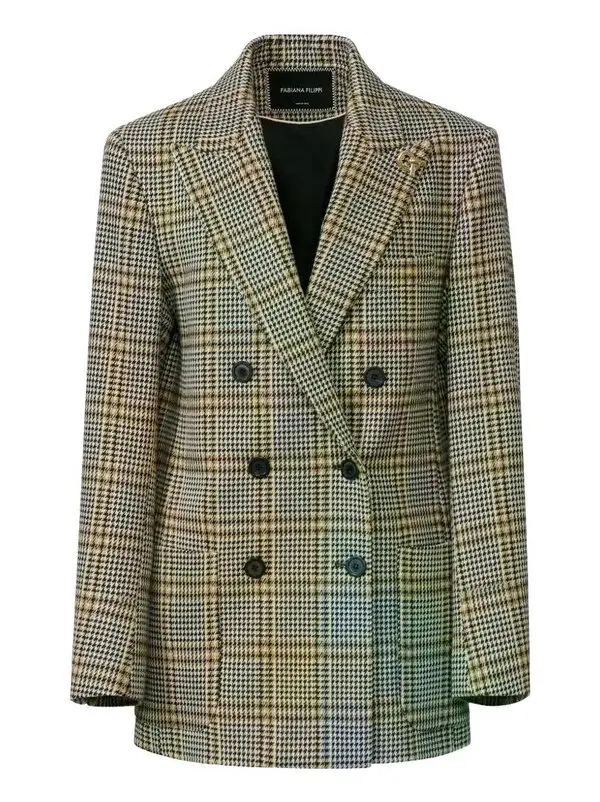 Fabiana Filippi Double-breasted Check Blazer - Grey
