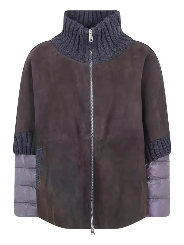 THE JACKIE LEATHERS Adele Panelled Suede Coat - Brown