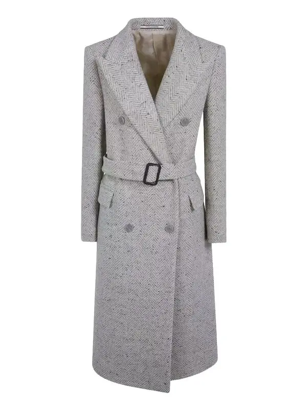Tagliatore Jole C Herringbone Double-breasted Coat - Grey